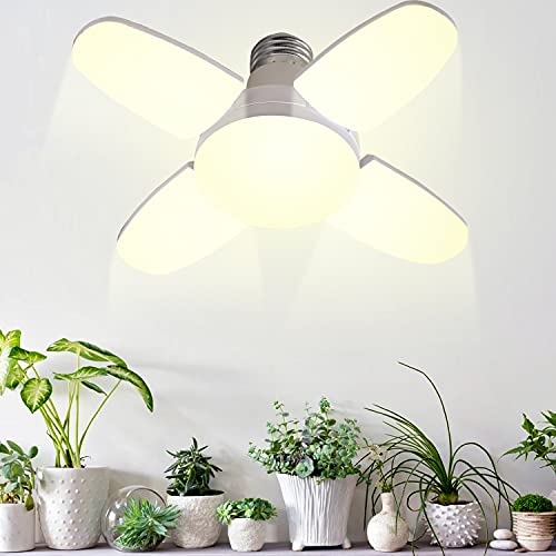 3 PK deformable Grow Light Bulb Full Spectrum Plant Light Bulbs E26 Base 12W Professional for Seedling Growing Blooming Fruiting (Natural Light)
