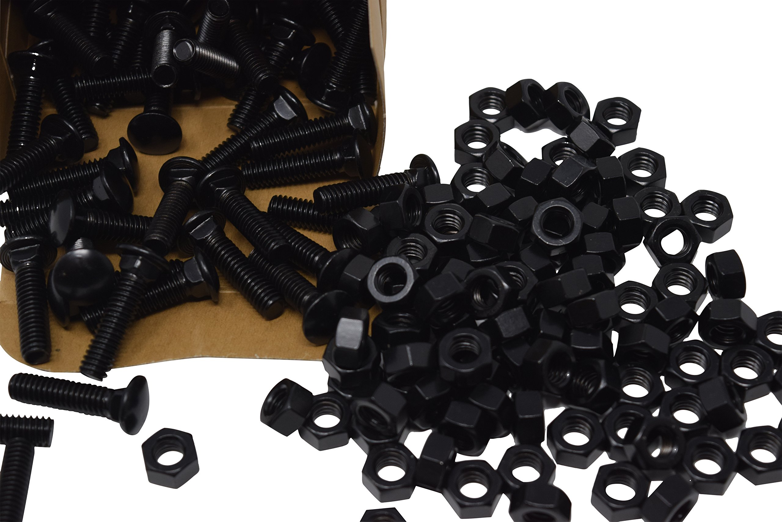 Black Carriage Bolts 5/16in x 1-1/4in (100 Count) Includes Nuts