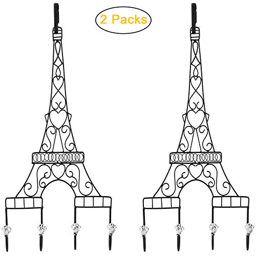 GUSUWOD Set of 2 Long Over The Door Hooks - Paris Themed Eiffel Tower Towel Coat Rack(20.5" x 10.75")…