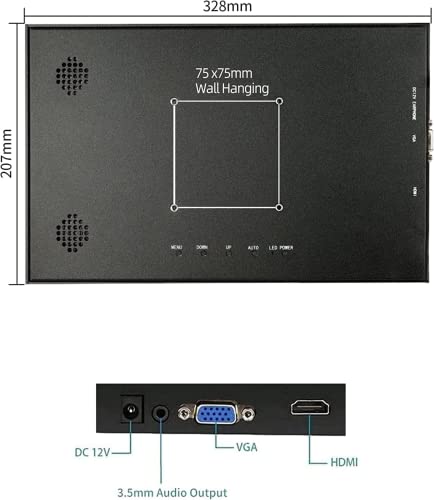 Kenowa 13.3 inch Portable Monitor, PC 16:9 Display with HDMI VGA External Screen for Raspberry pi/Computer/Laptop/PS3/PS4 Xbox,Built-in Stand,HD Resolution 1366x768 60HZ