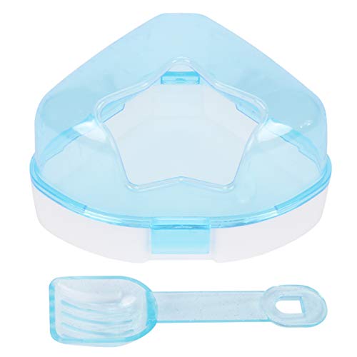 POPETPOP Hamster Sand Bathroom Plastic Sand Bath Container with Scoop Hamster Bathroom Sauna Toilet Bathtub for Mouse Hamster Chinchilla Rat Gerbil (Blue)