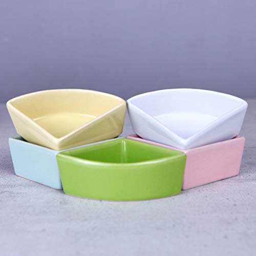 POPETPOP Hamster Bowl Ceramic Chewing Food Dish Water Bowl for Small Rodents Gerbil Hamsters Mice Guinea Pig Cavy Hedgehog Small Animals (Random Color)