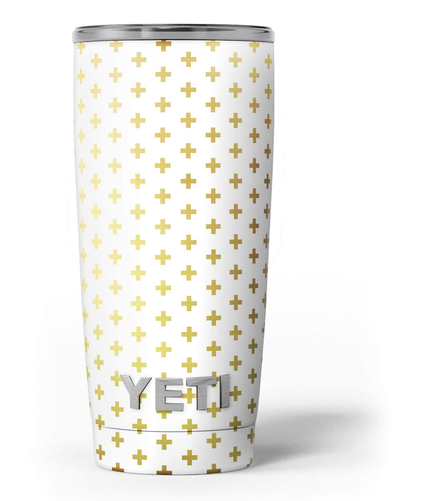 Design Skinz The Gold Mirco Cross Pattern - Skin Decal Vinyl Wrap Kit Compatible with The Yeti Rambler Cooler Tumbler Cups