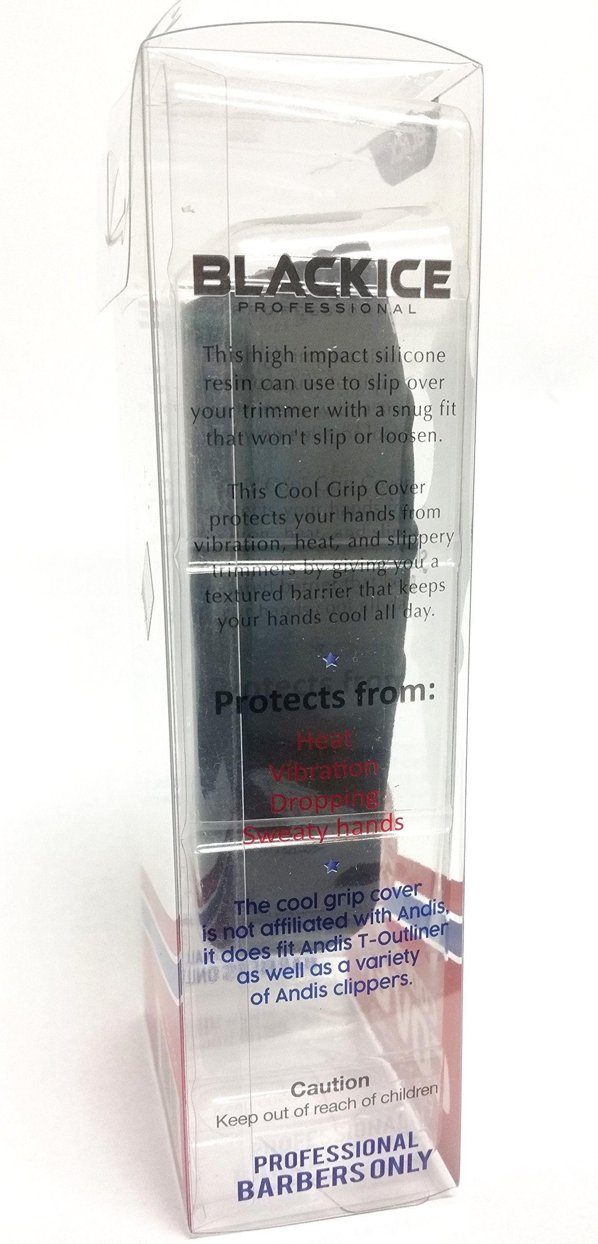 Black Ice Professional Barber Silicone Cool Grip Cover for Andis T-Outliner, Blackout, and Outliner II Trimmer