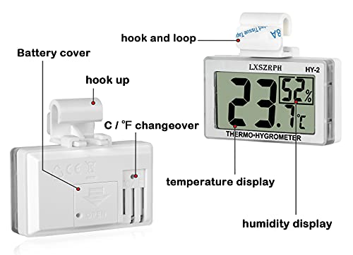 GXSTWU Reptile Hygrometer Thermometer LCD Display Digital Reptile Tank Hygrometer Thermometer with Hook Temperature Humidity Meter Gauge for Reptile Tanks, Terrariums, Vivarium (2 Packs)