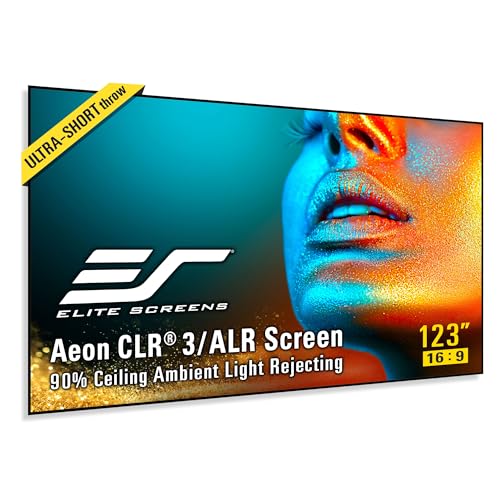Elite Screens 123 inch UST ALR Projector Screen 16:9 4K 90% Ceiling Ambient Light Rejecting Edge Free Fixed Frame Grey Projector Screen Indoor Movie Screen Home Theater - Aeon CLR 3 AR123H-CLR3