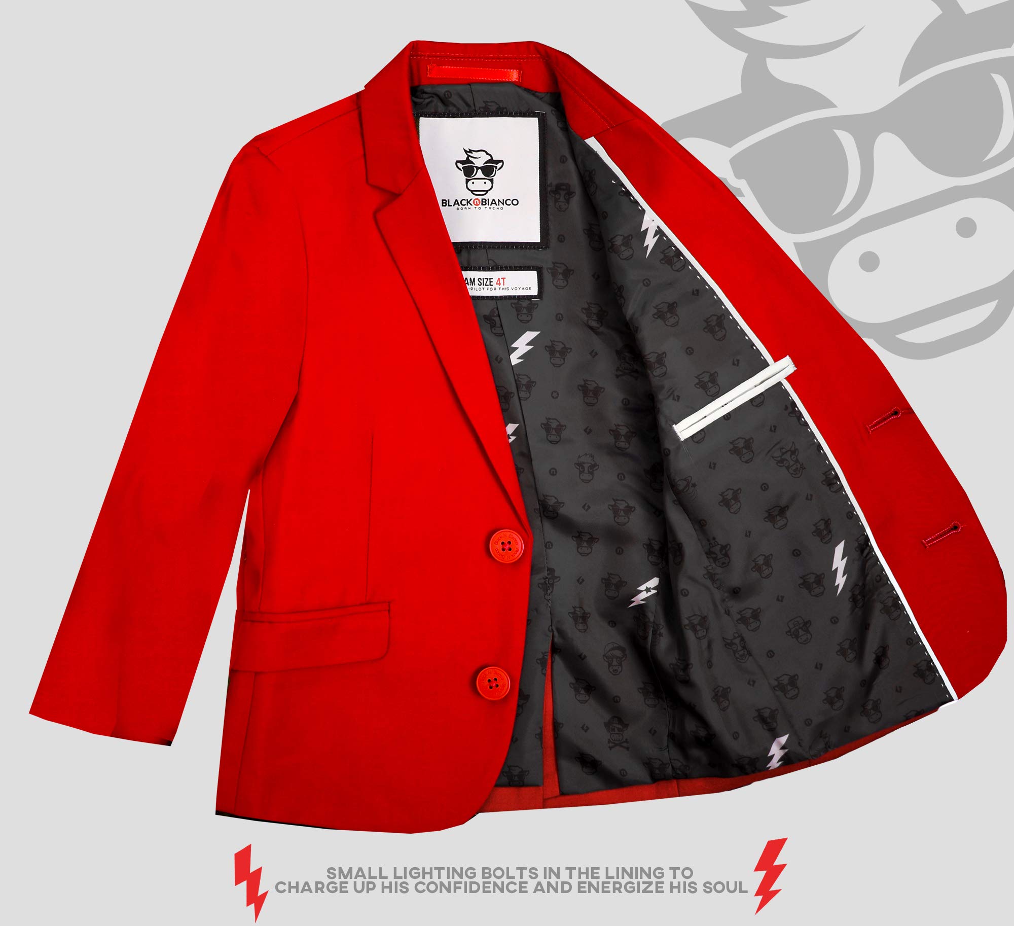 Black n Bianco Boys' First Class Slim Fit Suits Lightweight Style. Presented by Baby Muffin (2T, Fiery Red)