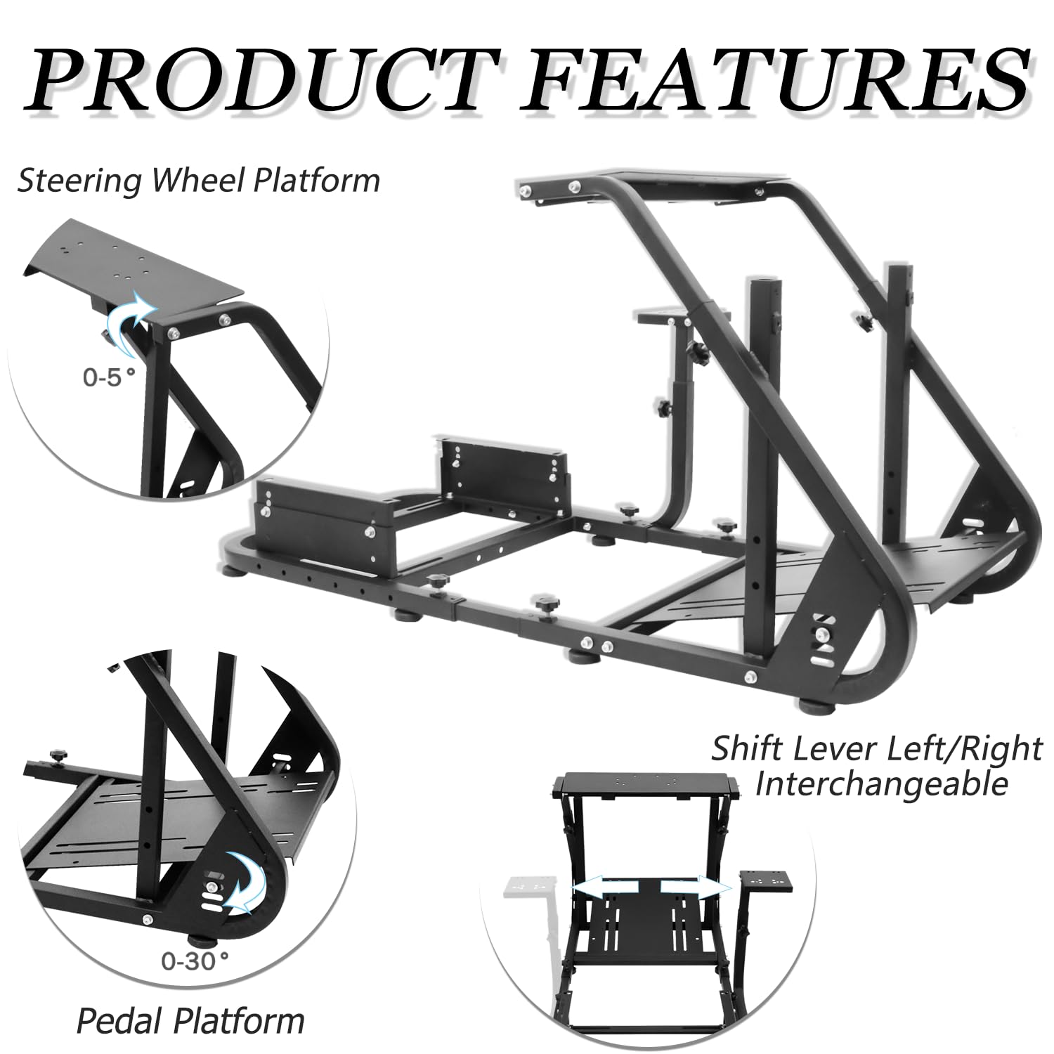 Anman PRO Racing Simulator Cockpit Adjustable Racing Wheel Stand fit for Logitech G25/G27/G29/G920/G923,Fanatec,Thrustmaster T500RS, Wheel Shifter Pedals Seat NOT Included