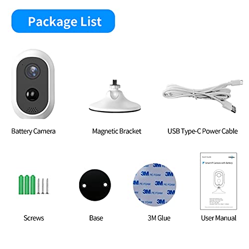 Hiseeu Security Camera Wireless, 2K Home Camera Outdoor & Indoor, Battery Powered Surveillance Camera, PIR Motion Detection, Two-Way Audio, Night Vision