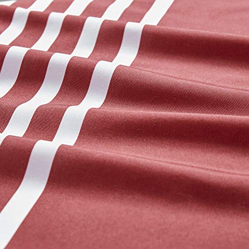 Comfort Spaces Full Comforter Sets with Sheets - Bed in a Bag 9 Pieces Teen Bedding Sets Full, Red and Grey Stripes Bedding Full, College Full Bed Set with 2 Side Pockets Bedroom Organizer