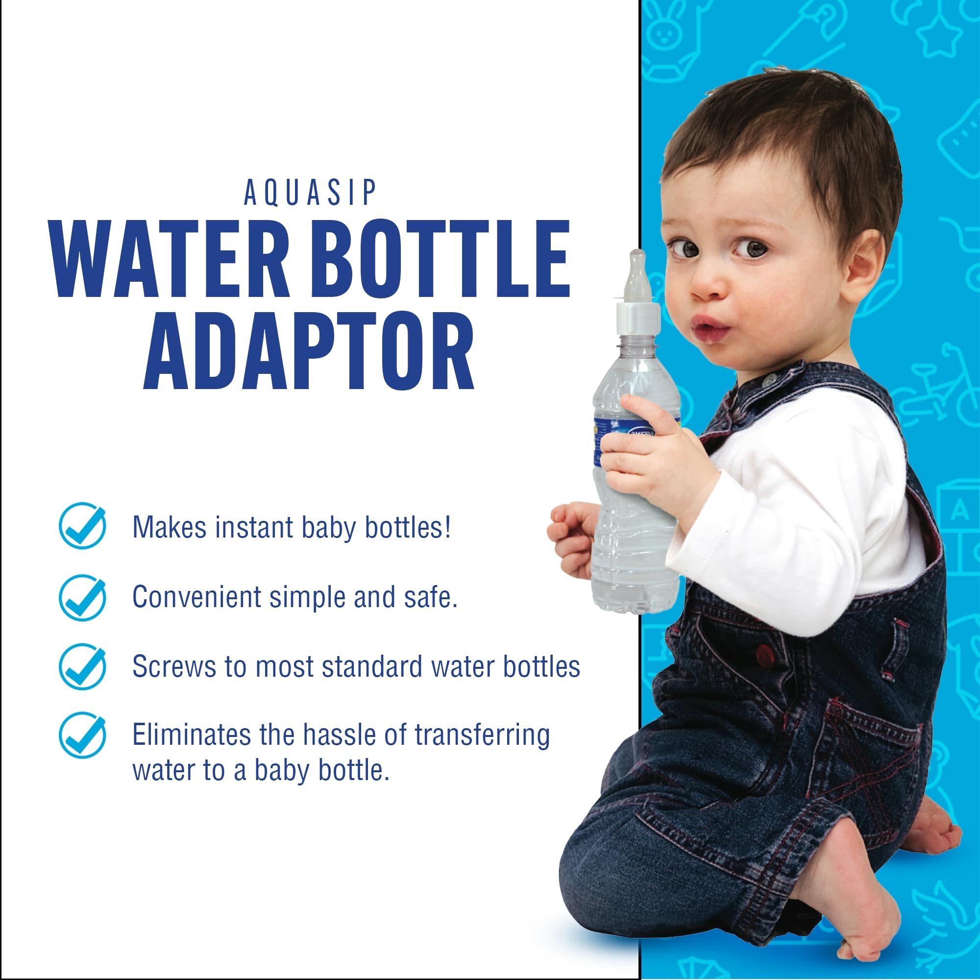 Baby Buddy AquaSip Silicone Water Bottle Spout Adapter, Spill Proof, Reusable, and BPA Free, White, 2 Pack