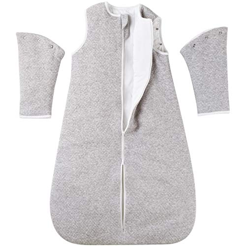 Chuchu Puff Baby Sleeping Bag, Autumn and Winter, Detachable Long Sleeves 2.5 Tog Inverted Zipper Warm Wearable Blanket Super Soft Breathable Cotton Baby Sleep Bag fit Infants and Toddler, 6-18 Months