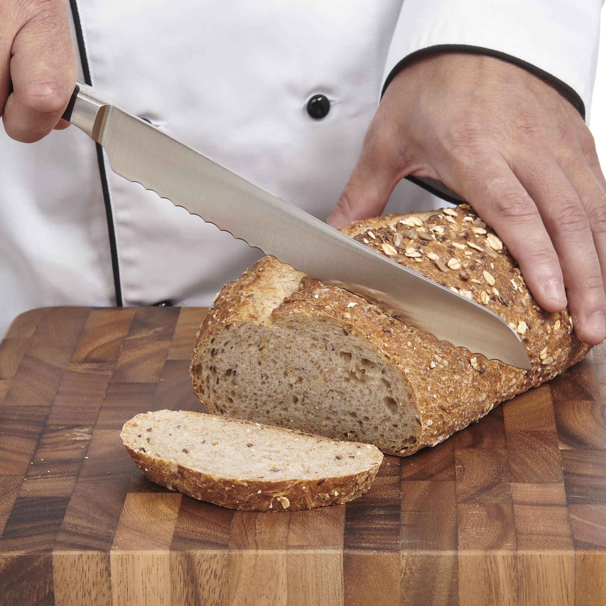 Cutlery-Pro Forged Bread Knife, Cat Cora Approved, NSF, German Steel, 9-Inch Blade