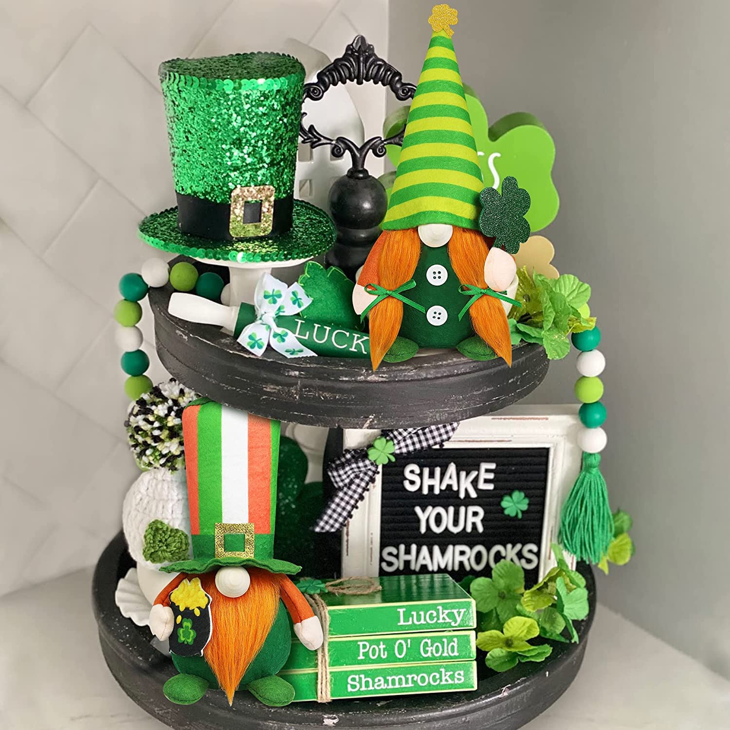 Anlass 2pcs St. Patricks Day Gnome Handmade Gnome Faceless Plush Doll, St Patricks Day Gifts for Him/her St Patricks Day Decor for Home and Garden (st Patrick gnome)