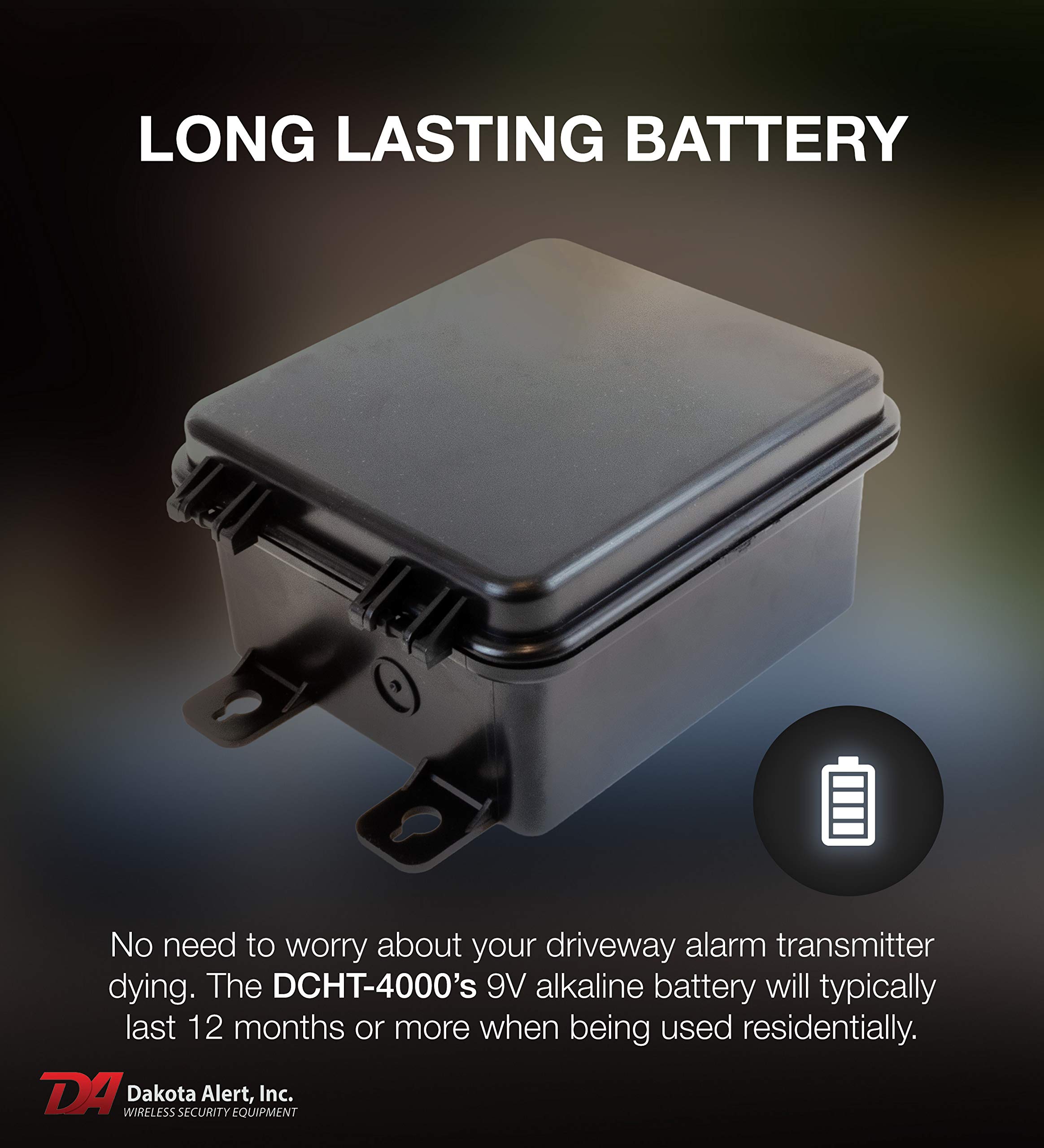 Dakota Alert - DCHT-4000 Wireless Drive Way Alarm Transmitter, One Mile Wireless Range with 25-FT Rubber Hose Vehicle Sensor - Wireless Rubber Hose Driveway Alarm