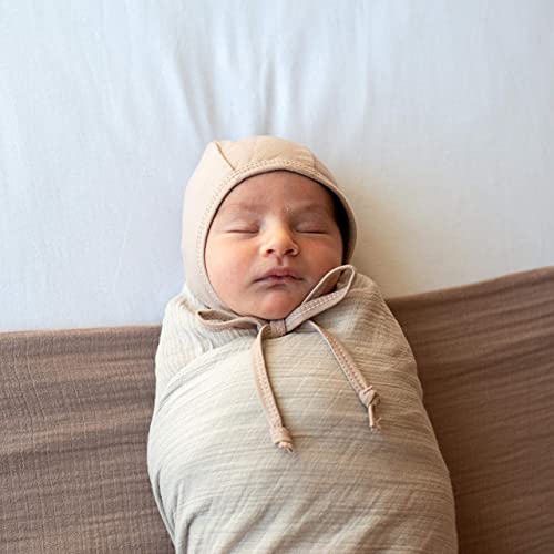 Ely's & Co. Cotton Muslin Swaddle Blanket 2-Pack for Baby Boy and Baby Girl— 100% Cotton Muslin Extra-Large Swaddle Blankets (47” x 47”) — Pebble Gray & Simply Taupe