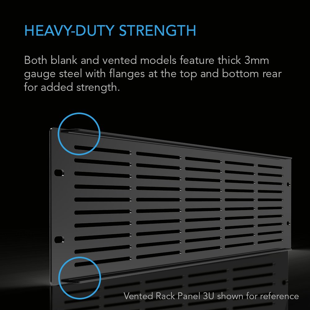 AC Infinity Rack Panel Accessory Blank 3U Space for 19" Rackmount, Heavy-Duty 3mm Gauge Steel, Black