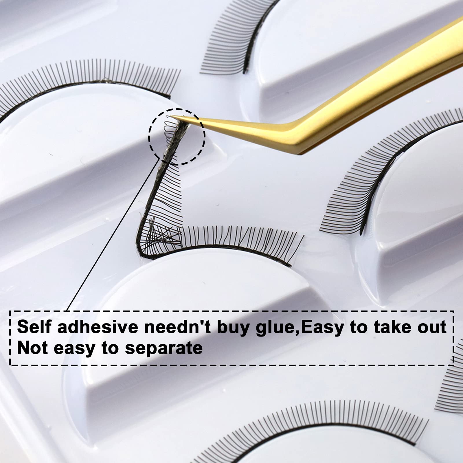 EMEDA Thick Band Practice Lashes for Training Eyelash Extensions 20 Pairs 8mm Length Non-tipped Training Eyelash Practice Strips for Mannequin Head (20 Pairs)