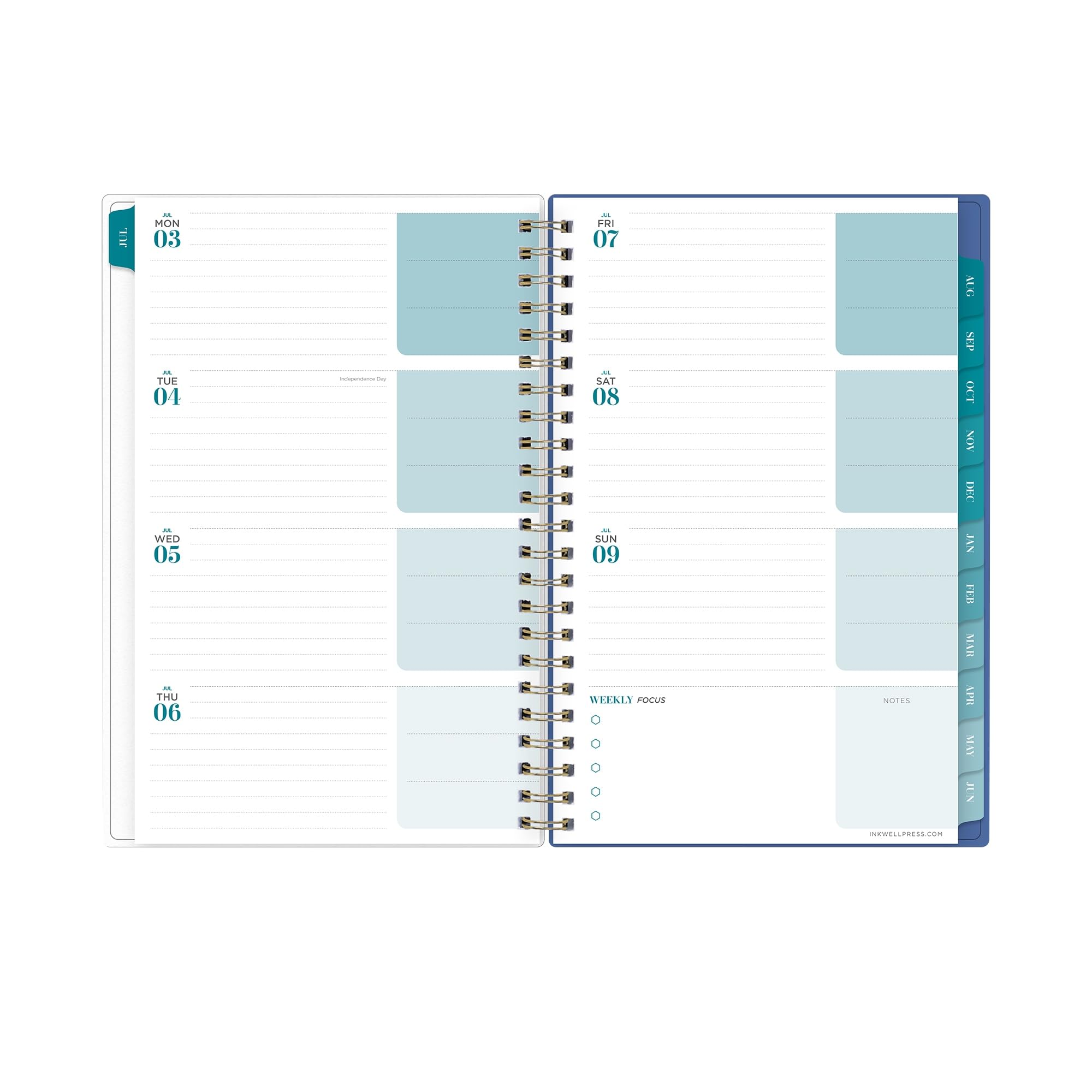 2023-2024 Blue Sky™ Inkwell Press Whirlwind Frosted Polypropylene Horizontal Weekly/Monthly Flex Academic Planning Calendar, 5" x 8", July 2023 to June 2024, 144271
