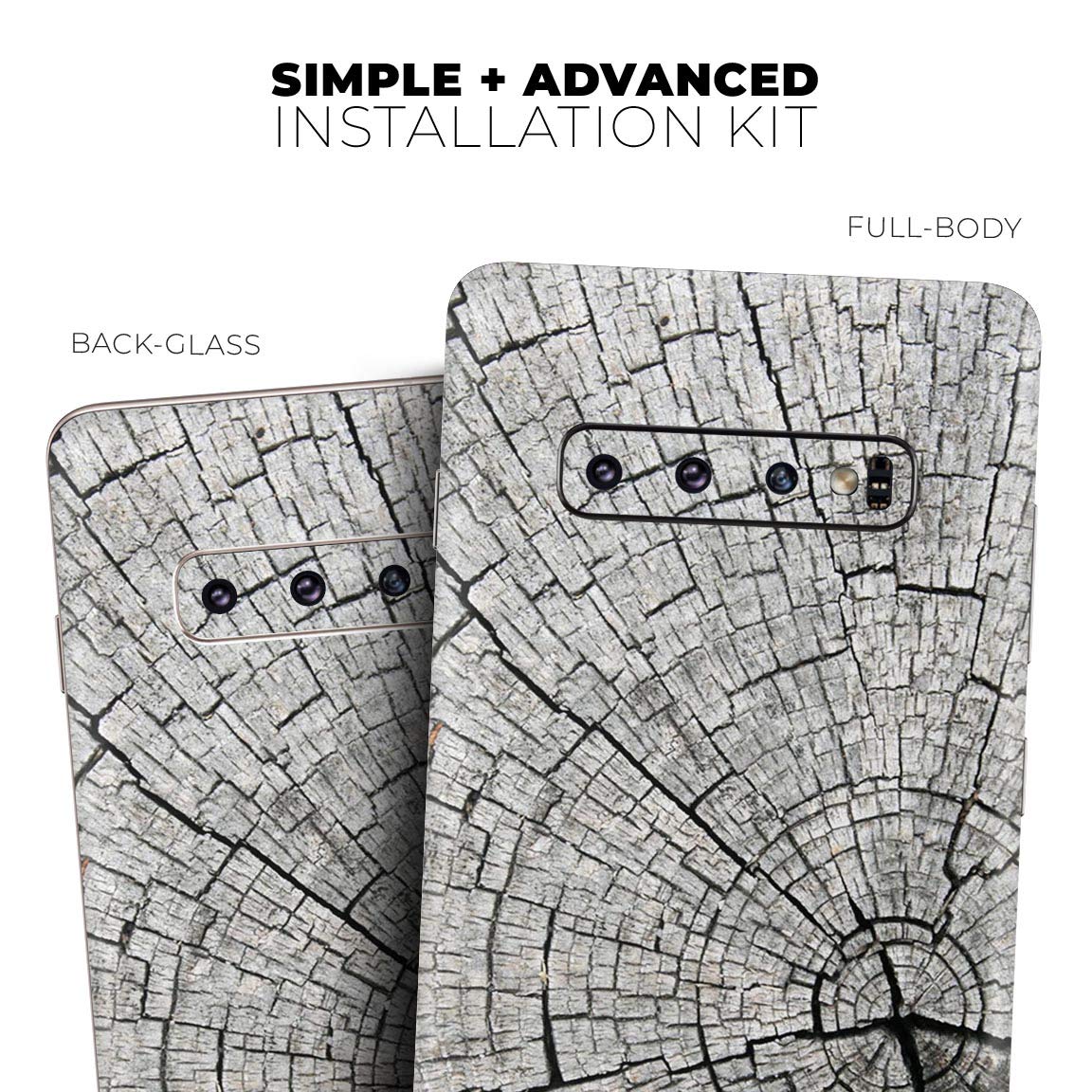DesignSkinz Aged Cracked Tree Stump Core Protective Vinyl Decal Wrap Skin Cover Compatible with The Samsung Galaxy S20 (Screen Trim & Back Glass Skin)