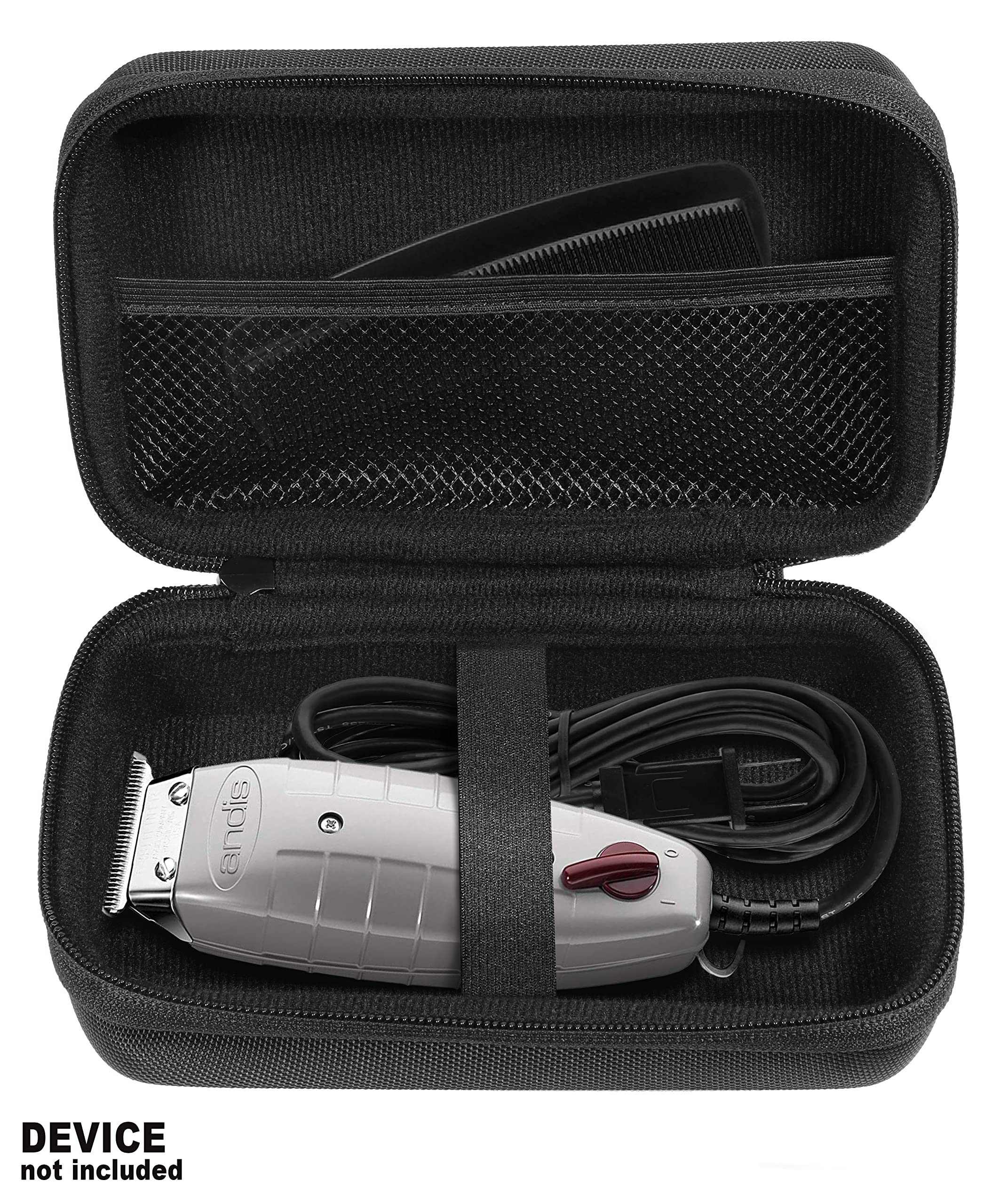 CaseSack carrying case for Andis 04710, 04603, 04775, 46700, 48900 Professional T-Outliner Beard/Hair Trimmer with T-Blade, mesh pocket for combs and accessories
