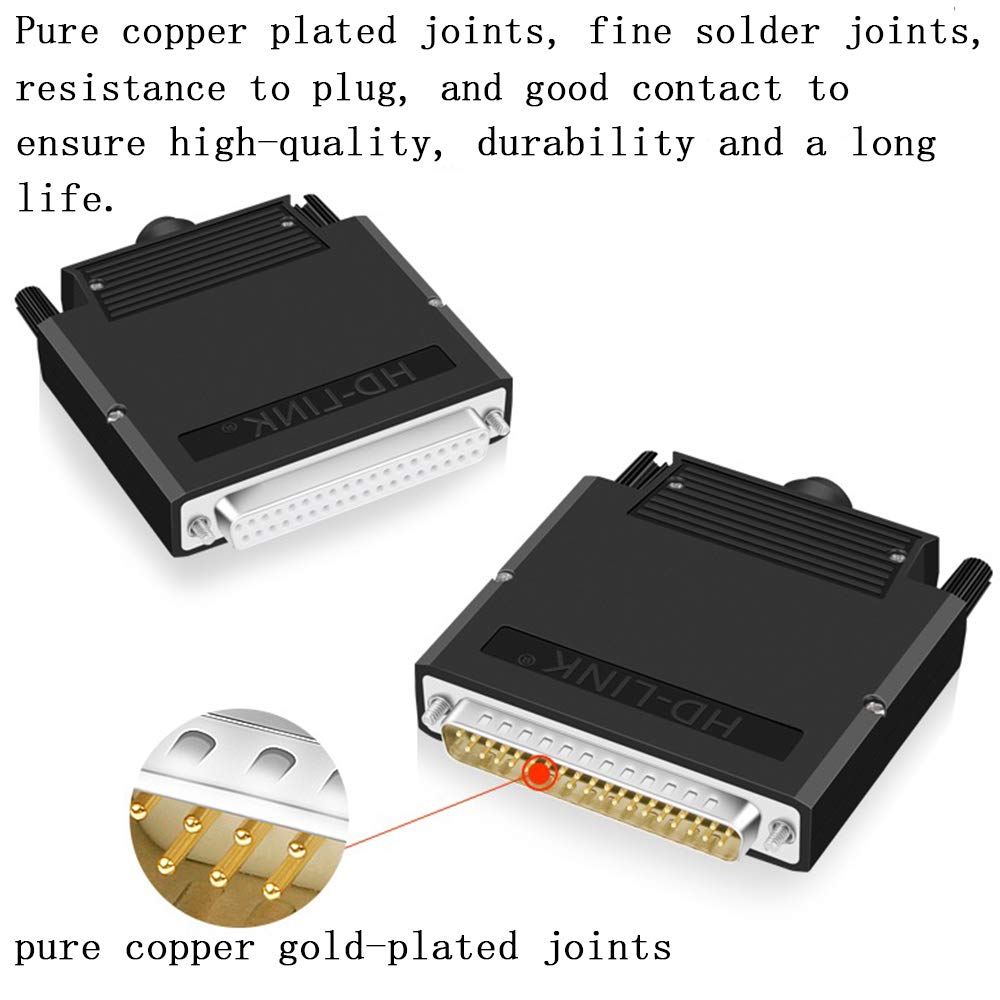 ANMBEST Thinner DB37 Solderless RS232 D-SUB Serial to 37-pin Port Terminal Female Adapter Connector Breakout Board with Case Long Bolts Tail Pipe