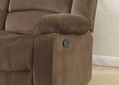 AC Pacific Bill Modern Upholstered Living Room Manual Recliner with Padded Pillow Top Armrests & Reclining Seat, Loveseat, Brown
