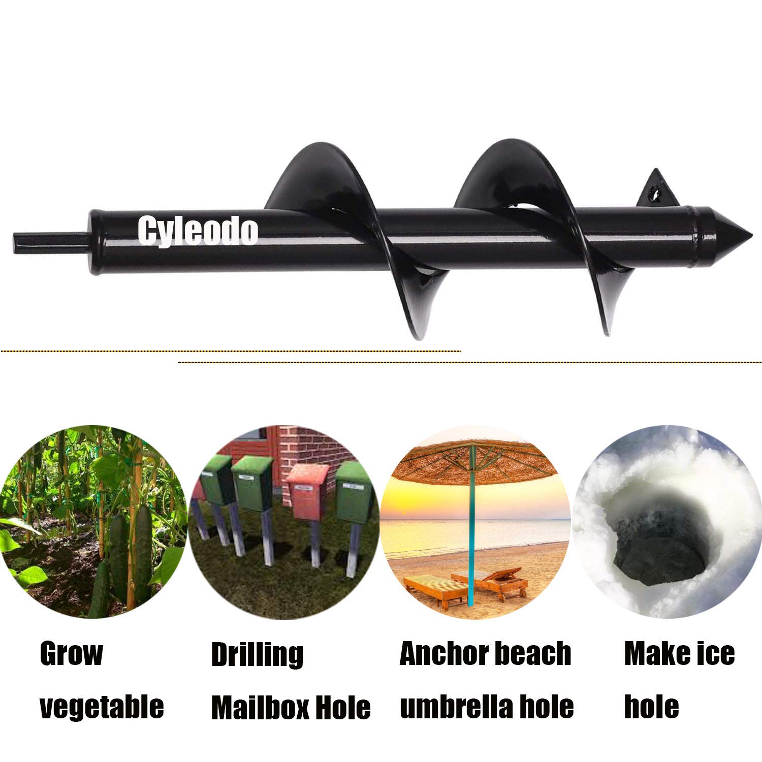 Cyleodo Garden Auger Spiral Drill Bits,3.5X16” Post Hole Diggers Auger Drill Bit Drill Auger Attachment with Non-Slip 3/8” Hex Drive Drill…