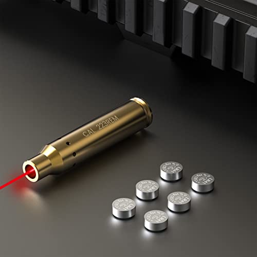 Feyachi 223 5.56 Laser Bore Sight .223 Rem 5.56mm NATO Red Laser Boresighter for Cal 223 556 with 3 Sets of Batteries