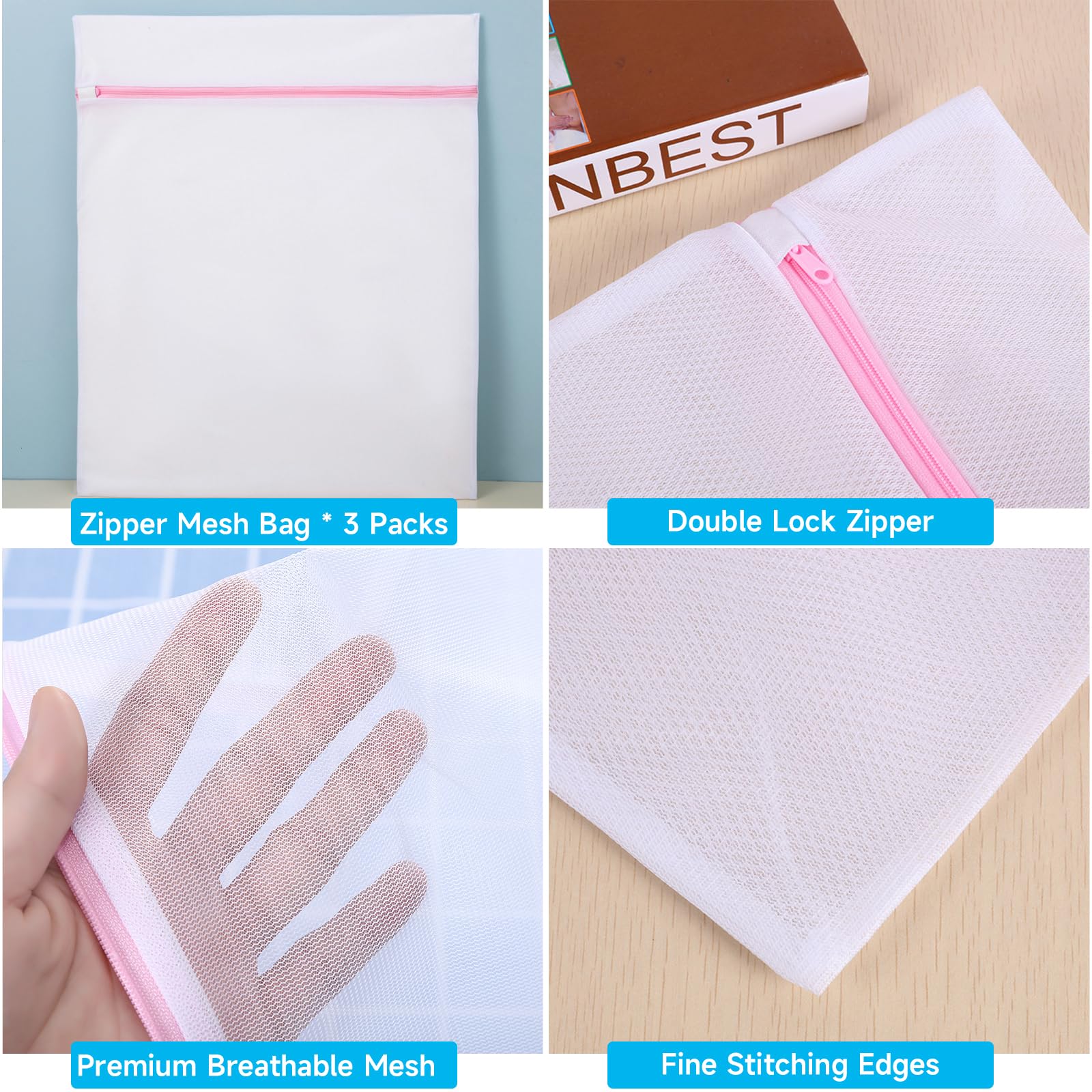 3 Pack Mesh Laundry Bag-3 XXL Oversize Delicates Laundry Bag-Extra Large Durable Laundry Wash Bag with New Honeycomb Mesh-Big Clothes,Household,Bed Sheet,Stuffed Toys, Curtain,Blanket,Bedcover,Sweater