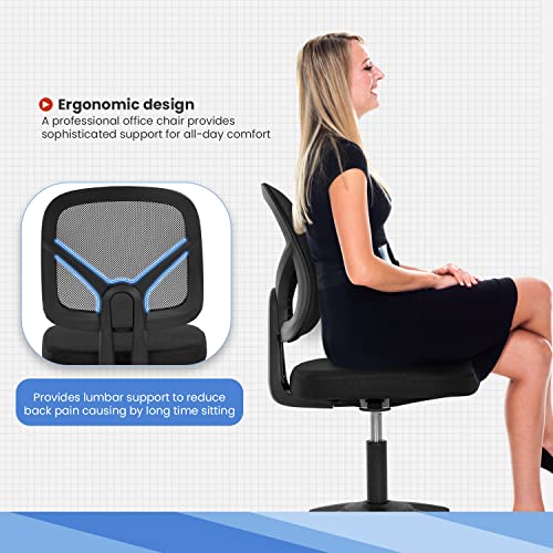Computer Ergonomic Chair, Heavy Duty Metal Base Desk Chairs, Executive Adjustable Swivel Rolling Chair with Arms Lumbar Support Task Home Office Chair for Women, Men (Black, Set of 2)