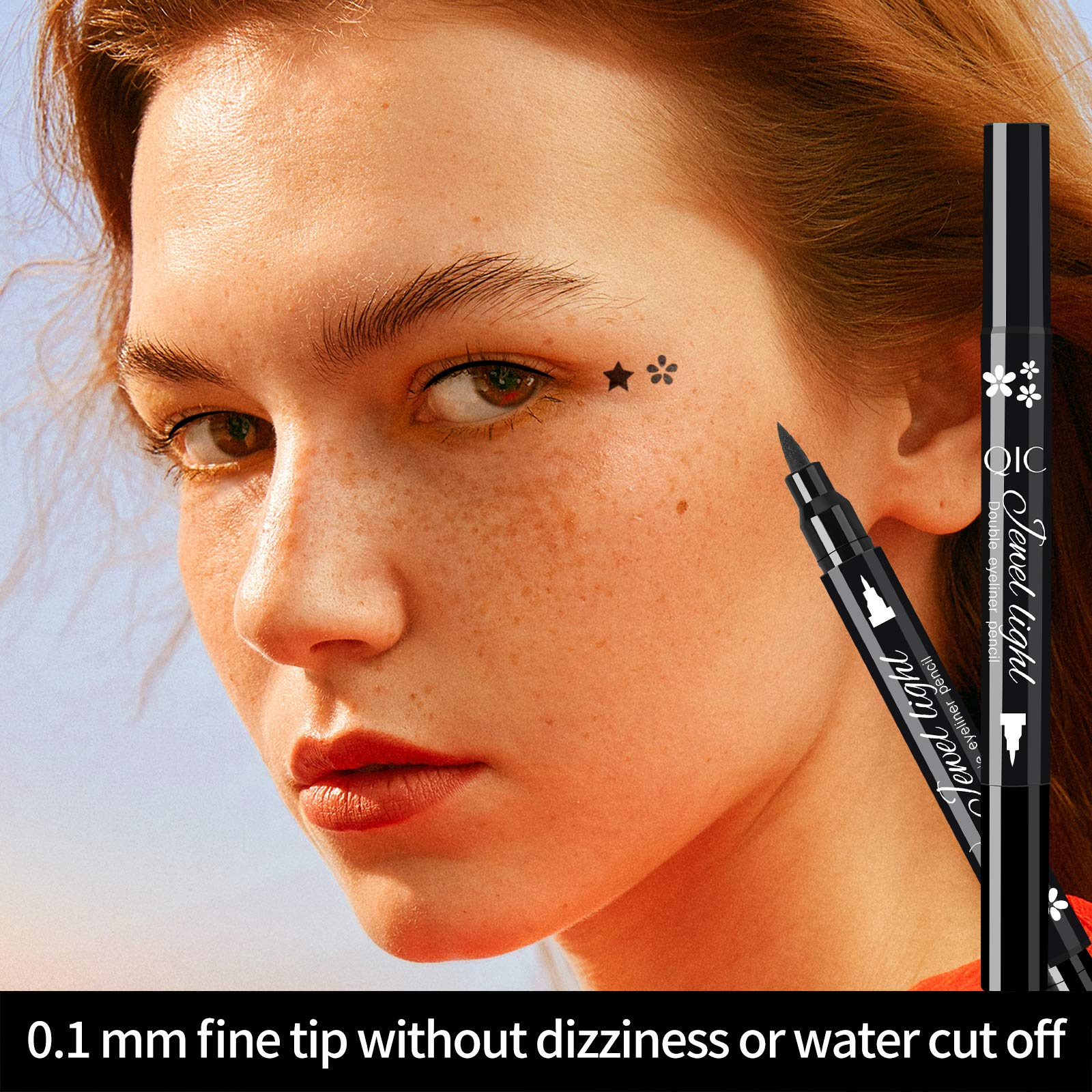 Jutoe 1Pcs Dual Ended Eyeliner Stamp,Waterproof Liquid Eyeliner With Heart Seal Stamp,Long Lasting Seal Eyeliner Pen For Makeup,Eye Decoration Eye Liner Makeup Tool Black No smudge (02# Heart)