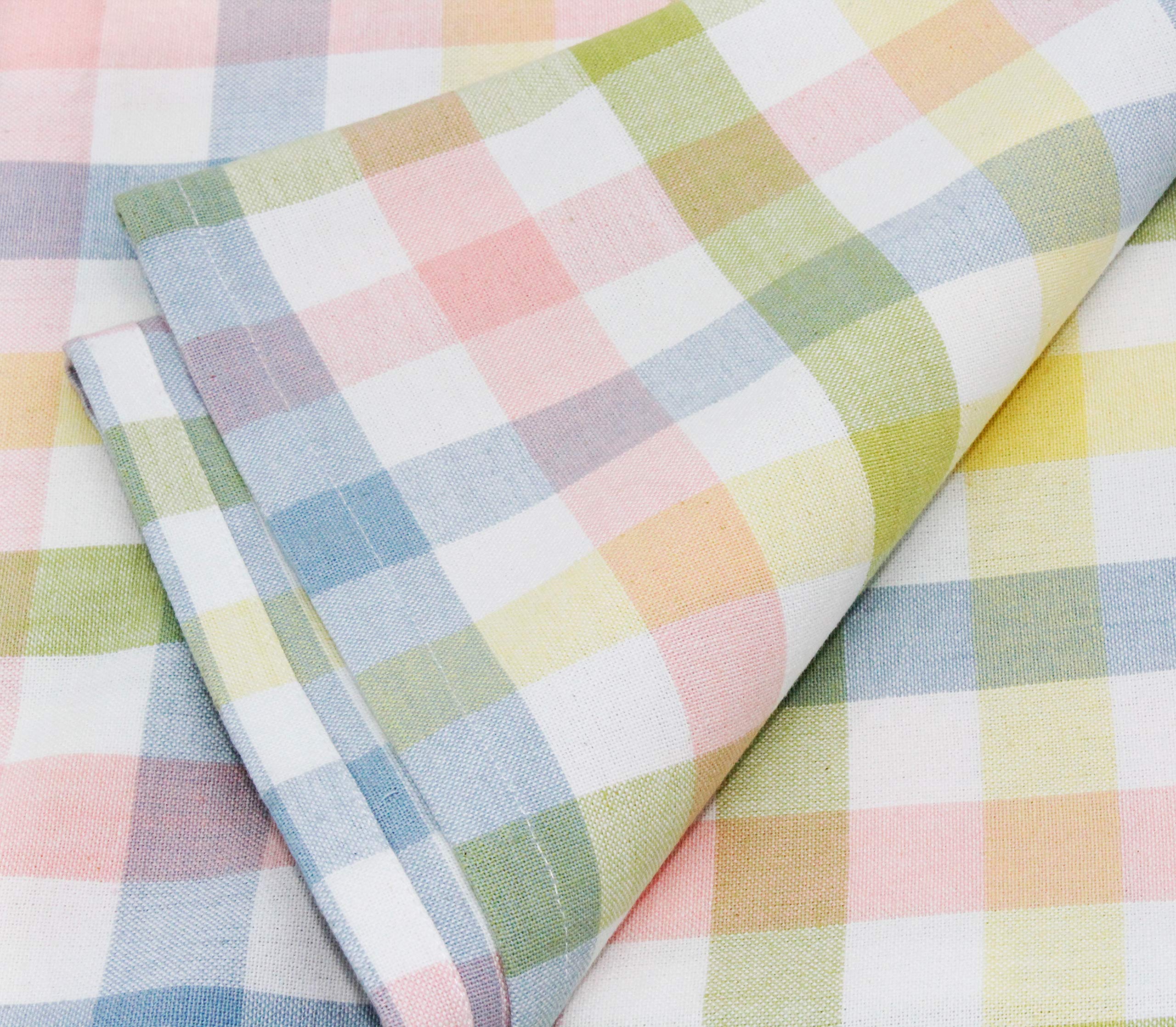 COTTON CRAFT Countryside Classic Gingham Buffalo Check Plaid Tablecloth - Premium Cotton - Spring Easter Bunny Luncheon Dinner - Table Cover - 60 inch x 84 inch - Yellow Multi
