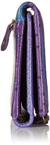 Anna by Anuschka Women's Hand-Painted Genuine Leather Three Fold Clutch - Tribal Potpourri Eggplant