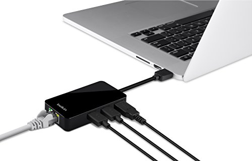 Belkin USB 3.0 Hub w/ 3 USB Ports & Gigabit Ethernet - USB Splitter - USB Hub 3.0 - USB Docking Station - Ethernet Adapter for Laptop - USB Adapter - USB Hub for Laptop - USB Ethernet Adapter - Black