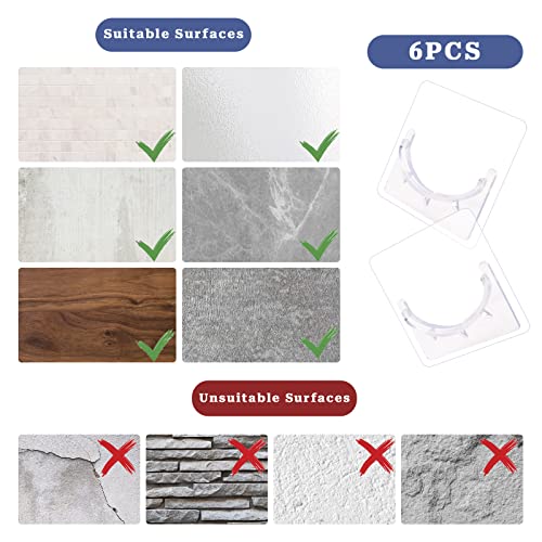 80mm Adhesive Shower Curtain Rod Holder 6PCS Large Shower Curtain Tension Rod Holders for Wall No Drilling Bathroom Shower Curtain Mount Holder Brackets