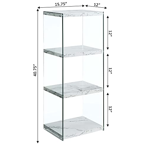 Convenience Concepts SoHo 4 Tier Wide Bookcase, White Faux Marble