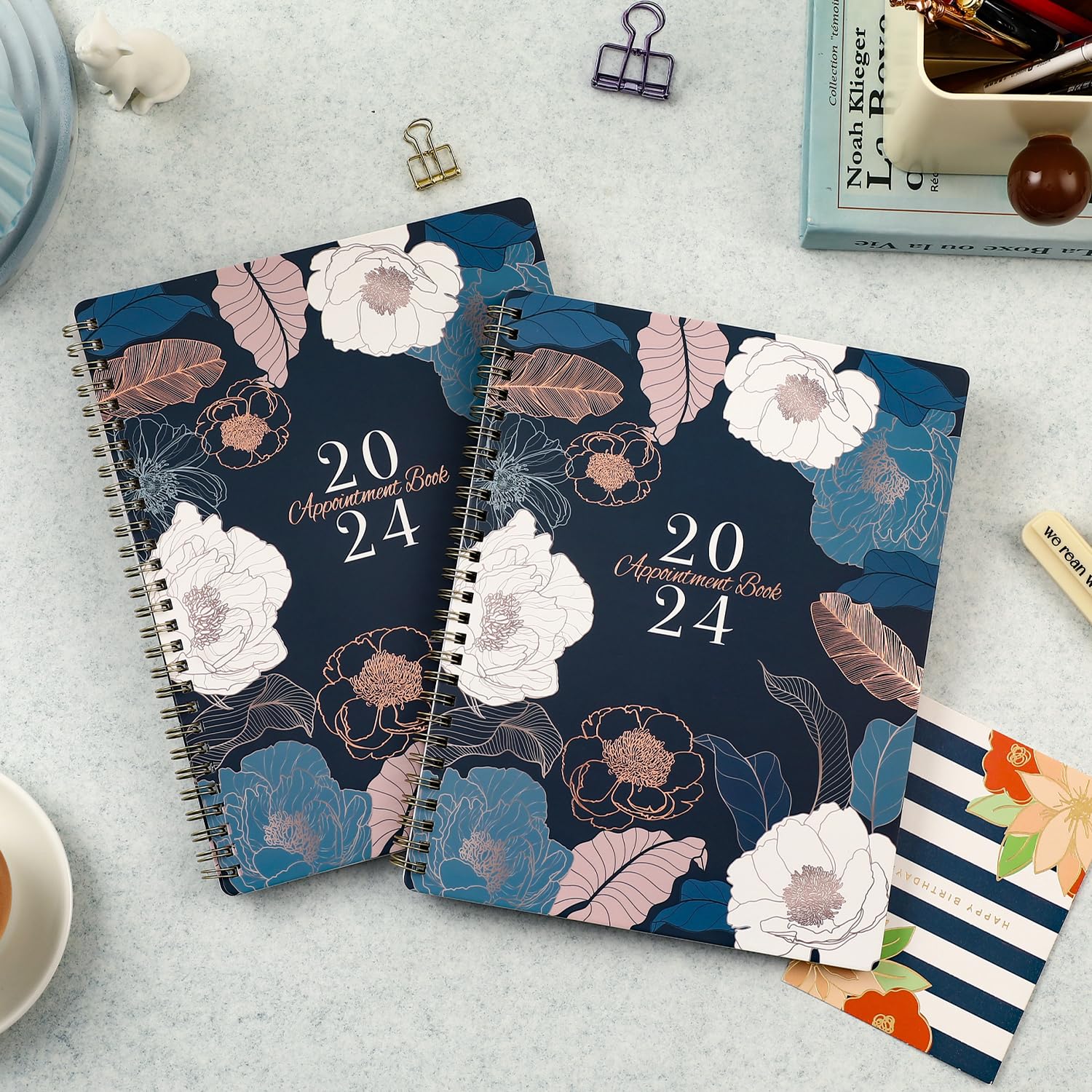2024 Appointment Book/Planner - Weekly Appointment Book/Planner 2024, Jan. 2024 - Dec. 2024, 2024 Daily Hourly Planner with with 15-Minute Interval, 8"x 10", Printed Tabs + Flexible Cover + Thick
