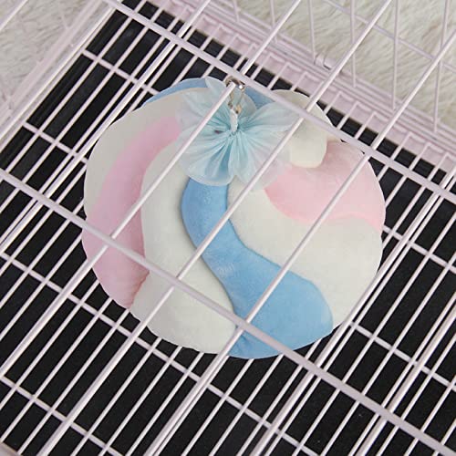 ABLAZEZAI Small Animal Hammock Cage Accessories Hamster Warm Bed Sleeping Nest Plush Hut Hideout Cave Hanging Cage Toy for Gerbil Dwarf Mice Rat Sugar Glider (Small)
