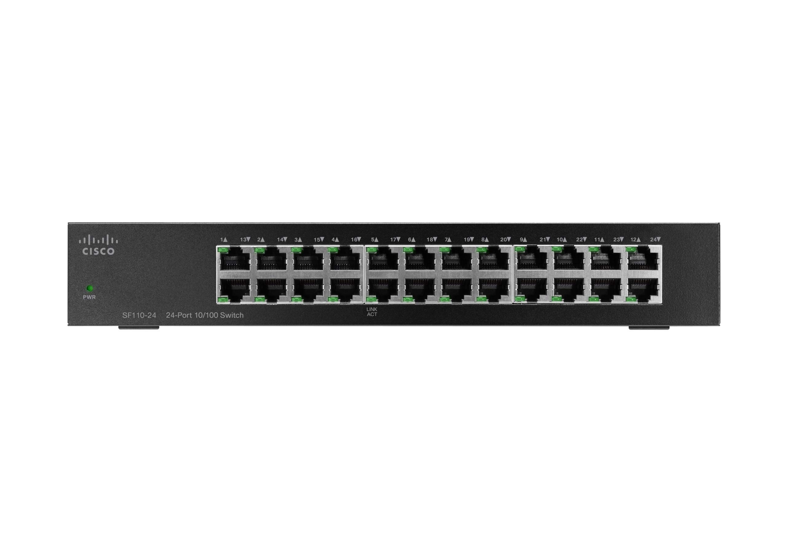 Cisco SF110-24 Unmanaged Switch, 24 Ports 10/100, Limited Lifetime Protection (SF110-24-NA)