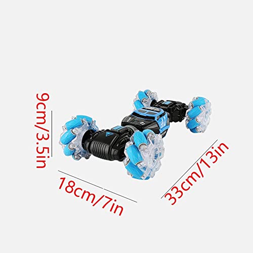 2.4GHz Remote Control Car 4WD RC Stunt Car Deformable All-Terrain Off Road Car, 360 Degree Flips Double Sided Rotating Race Car with Gesture Sensor Watch Lights Music for Kids (Red) M77