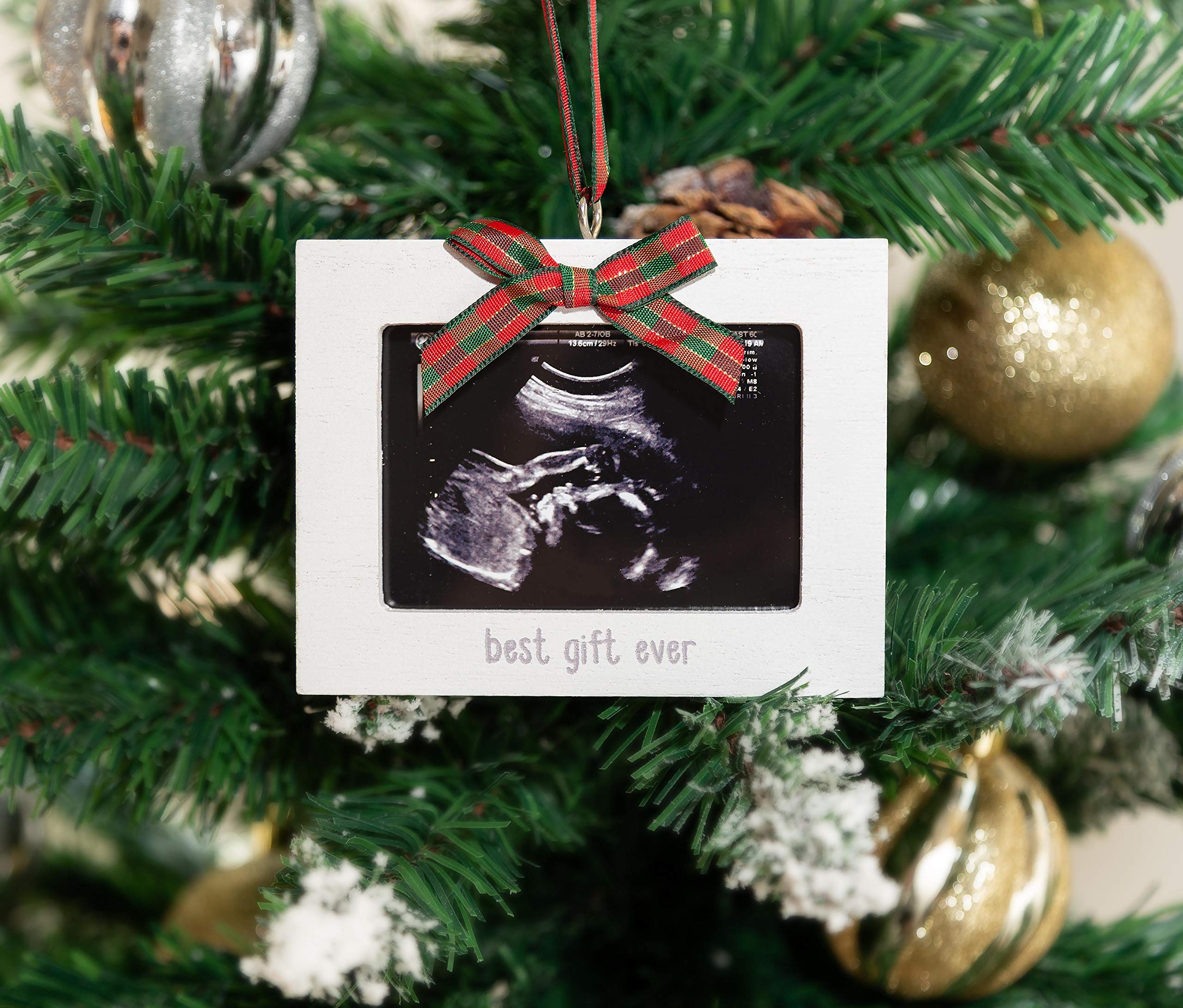 Kate & Milo Rustic Sonogram Christmas Tree Ornament, Baby Announcement Ornament, Ultrasound Picture Holiday Ornament, Baby's First Christmas, New and Expecting Parents Gift