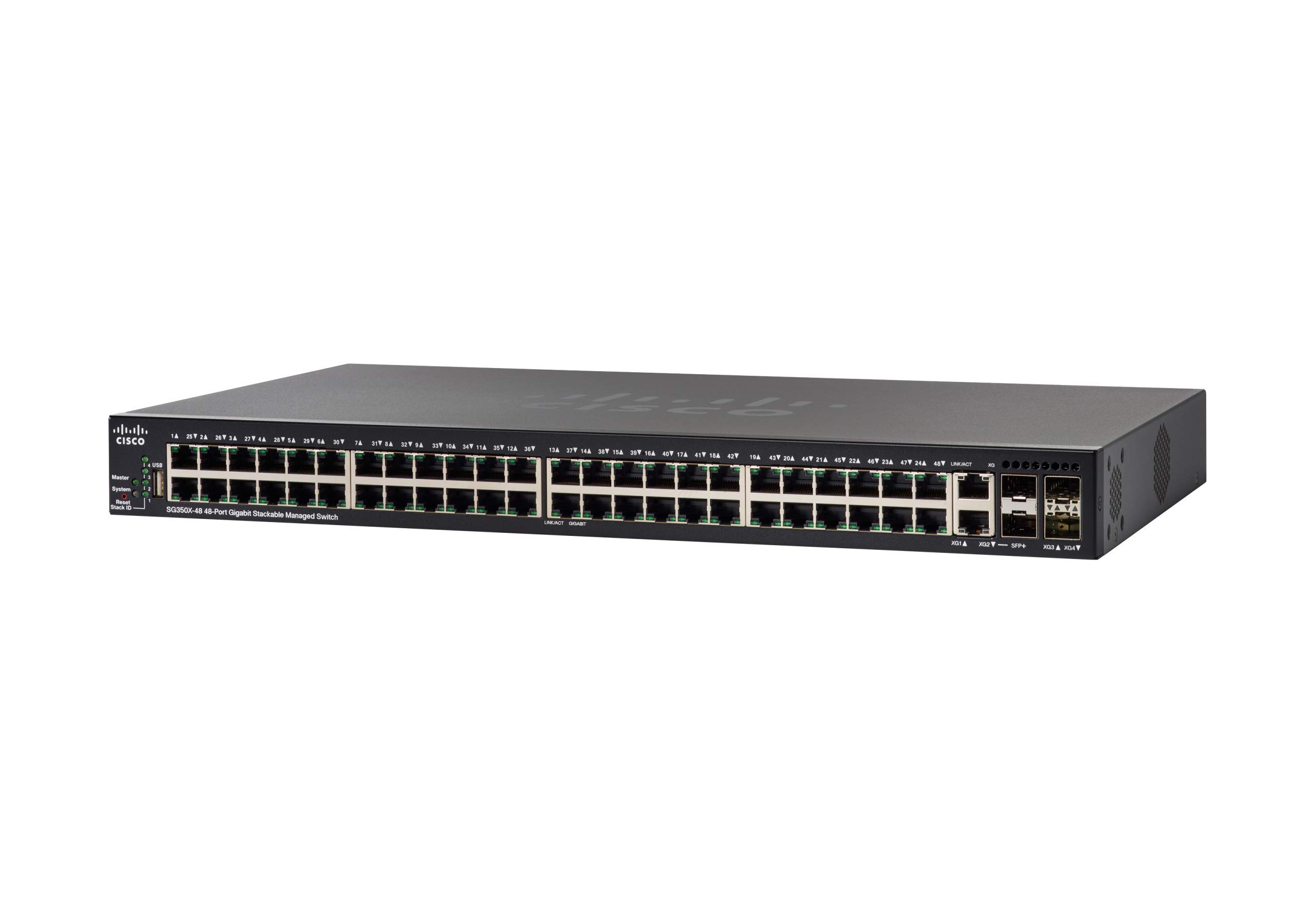 Cisco SG350X-48P Stackable Managed Switch | 48 Gigabit Ethernet (GbE) Ports | 2 x 10G Combo + 2 x SFP+ | 382W PoE | Limited Lifetime Protection (SG350X-48P-K9-NA)