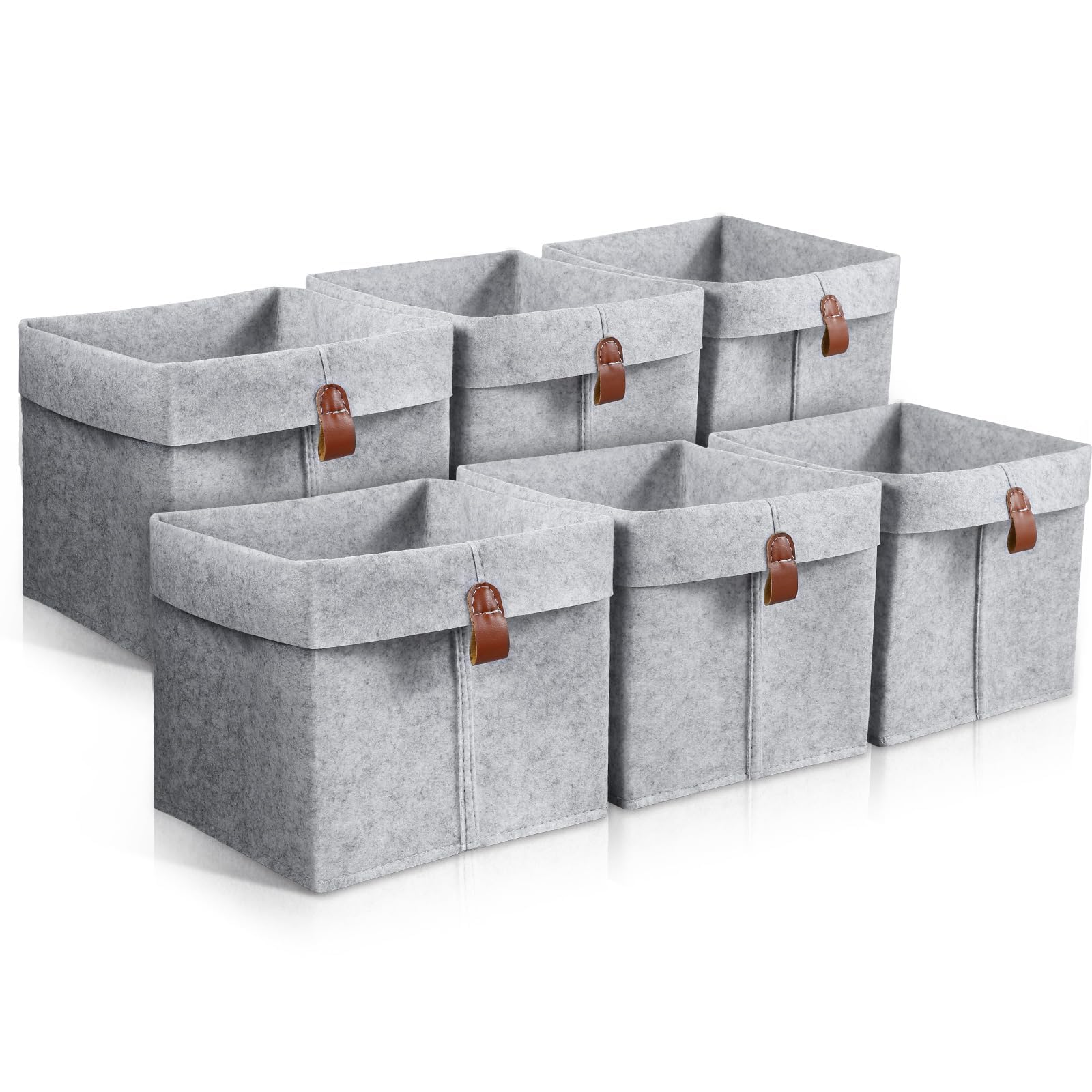 6Pcs Storage Cubes Felt Fabric Cube Storage Bins Cloth Cube Storage Bins 9x9x10inch Felt Storage Cubes 12L Foldable Fabric Storage Baskets Cubby Storage Organizer Cubes for Organizing Clothes Toys