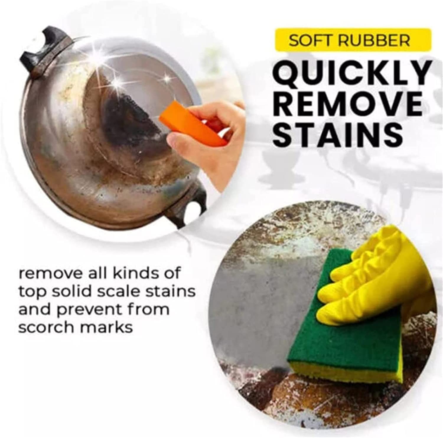 2022 New Stainless Steel Stain Eraser - Magic Eraser Stainless Steel Stain Remover, Stainless Steel Decontamination Artifact for Kitchen (2 Pcs)