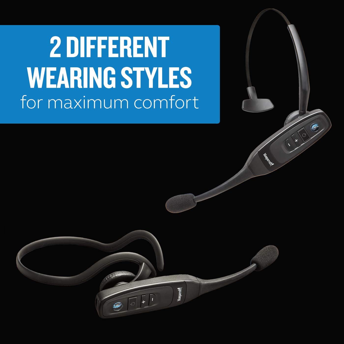 BlueParrott C400-XT Trucker Bluetooth Headset – Industry Leading Sound with Long Wireless Range & Extreme Comfort for All-Day Wear - Ideal for Anyone On-The-Go, Up to 24 Hours of Talk Time, Black