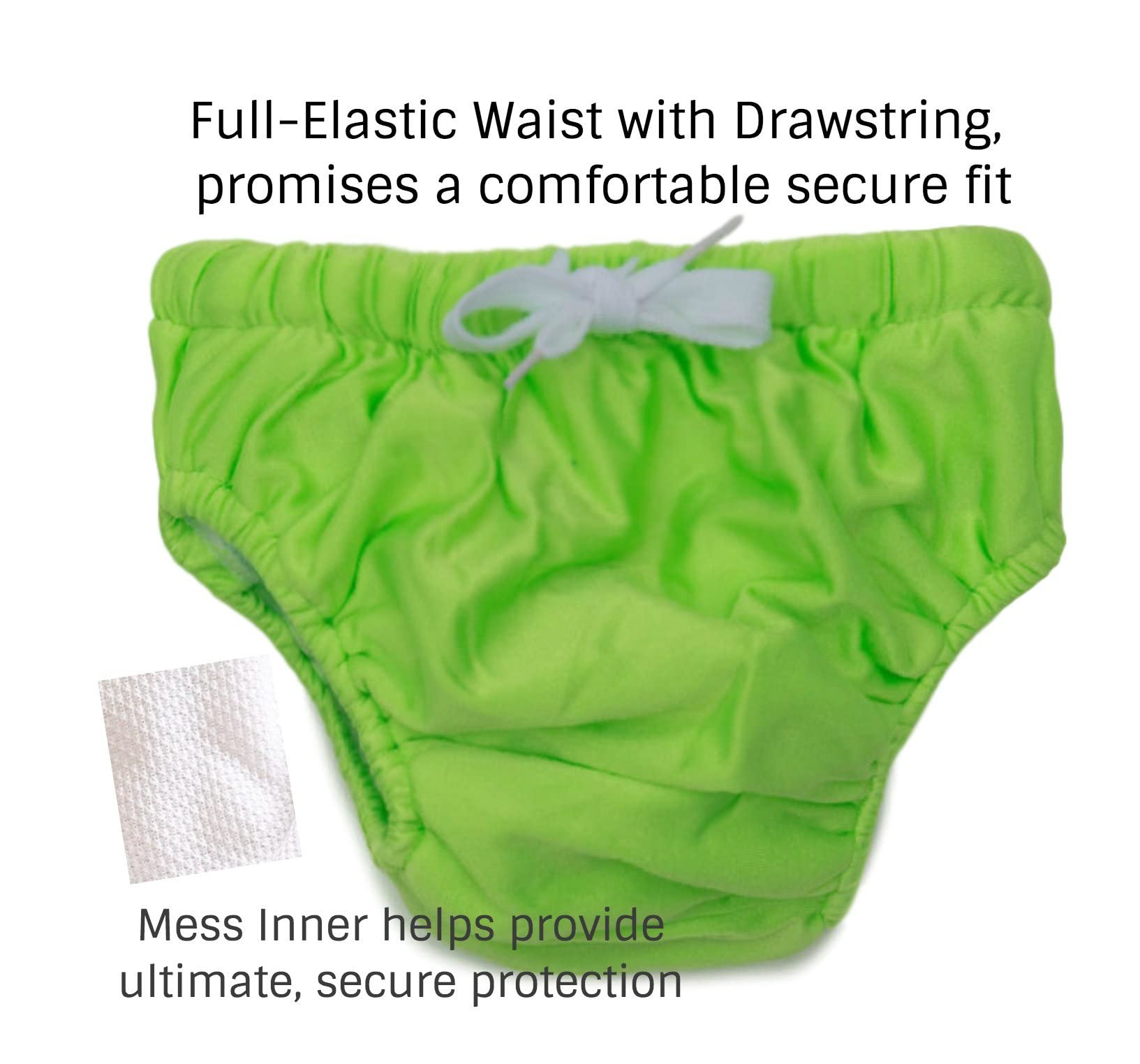 KaWaii Baby Best Fitting Reusable Swim Cloth Diaper Soft Stretchy Mesh Inner, Training Pant, Lightweight, Comfortable, Swimming Lessons, Unisex, Blue, Pack of 5 (M) 24β35 lbs