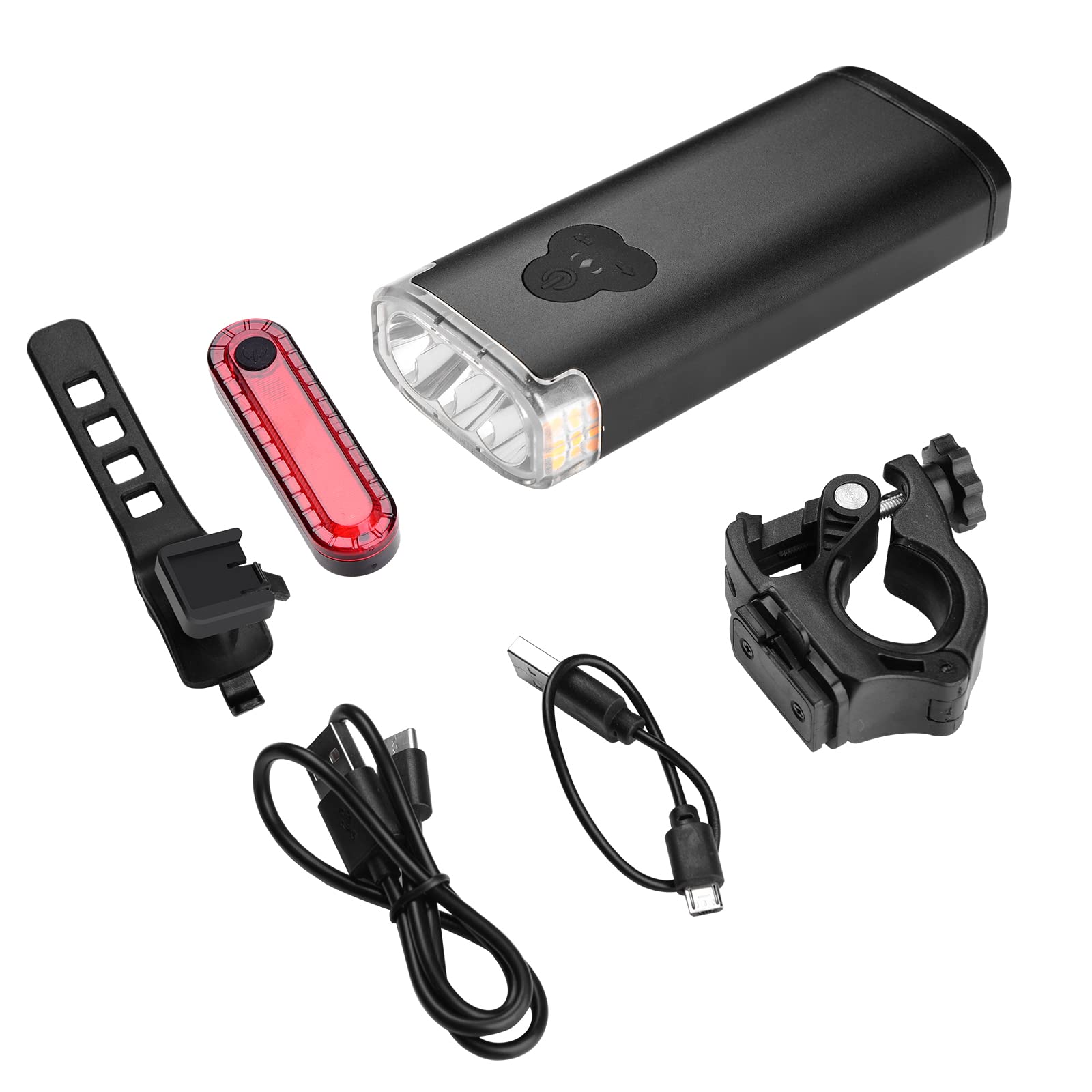 2022 Newest Bike Lights for Night Riding, 5000 Lumen USB Rechargeable Super Bright Headlight with Turn Light, 4 Modes Taillight, Waterproof Runtime 12+ Hours for Cycling Road Mountain,5200 mAh Battery