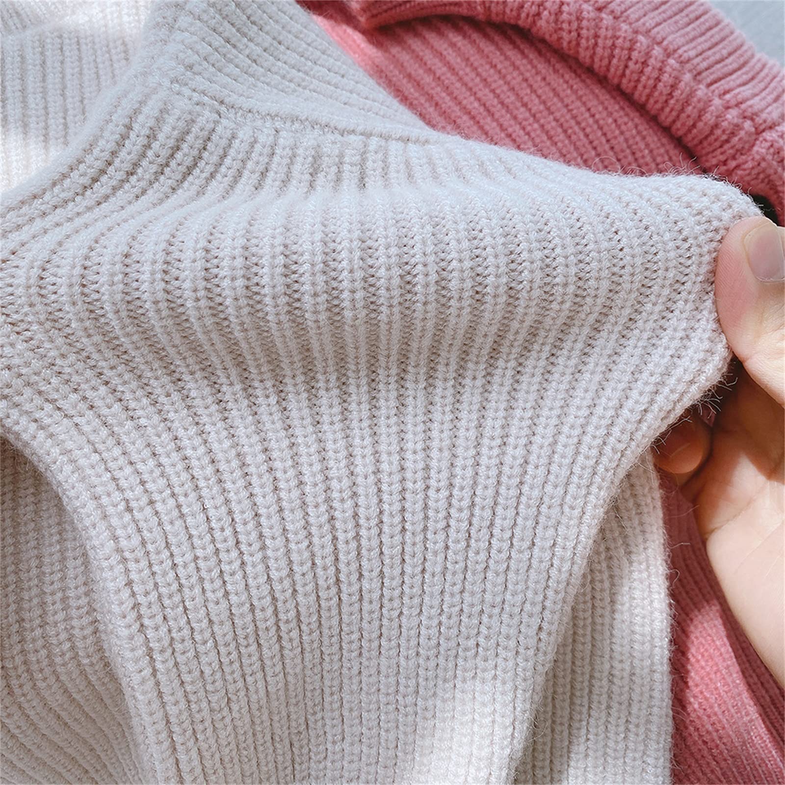 CIYCUIT Toddler Baby Girl Boy Sweater Fall Winter Warm Long Sleeve Knit Chunky Oversized Sweater Cream 6-12 Months