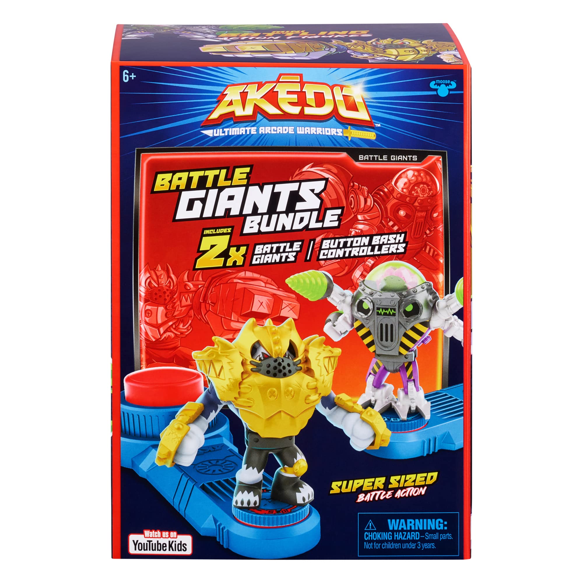 Akedo - Ultimate Arcade Warriors Battle Giants Versus Pack - Drillborg VS Alphawolf - Mini Battling Action Figures Ready, Fight, Split Strike For Ages 6+